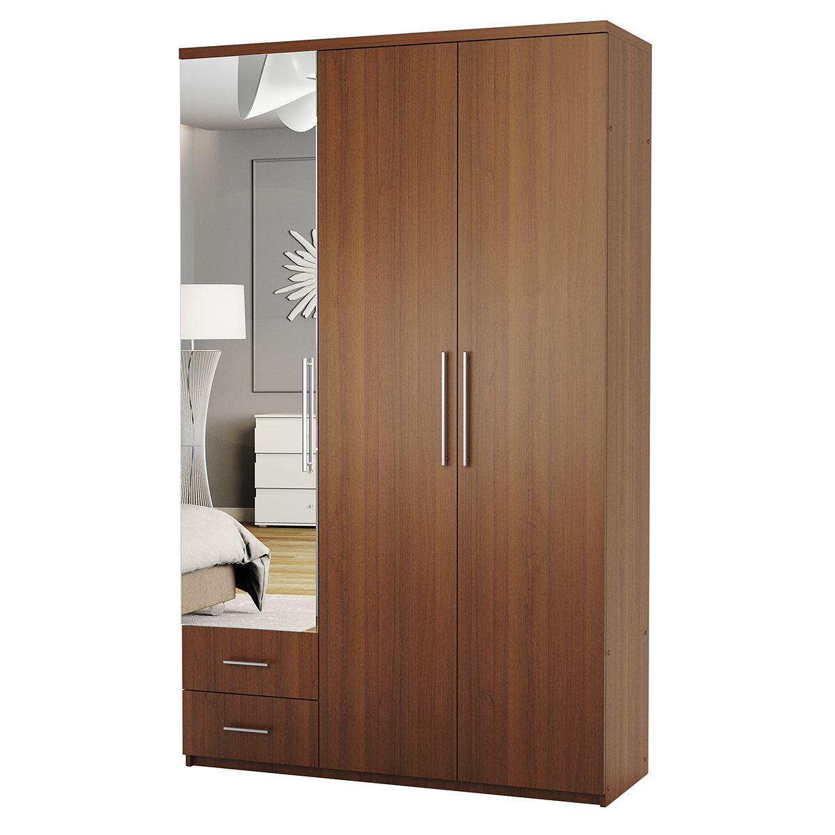 Шкаф трехдверный Шарм-Дизайн Комфорт МКЯ-32/1 90х60 с зеркалом орех