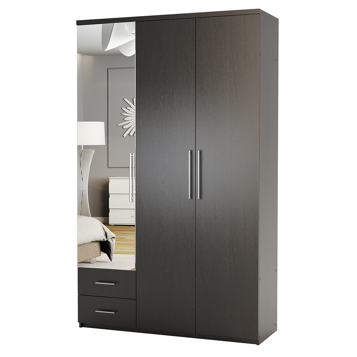 Шкаф трехдверный Шарм-Дизайн Комфорт МКЯ-32/1 105х60 с зеркалом венге