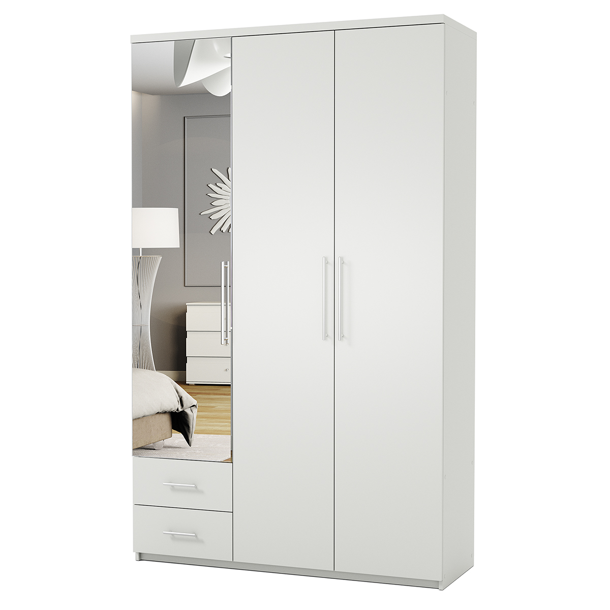 Шкаф трехдверный Шарм-Дизайн Комфорт МКЯ-32/1 105х45 с зеркалом белый