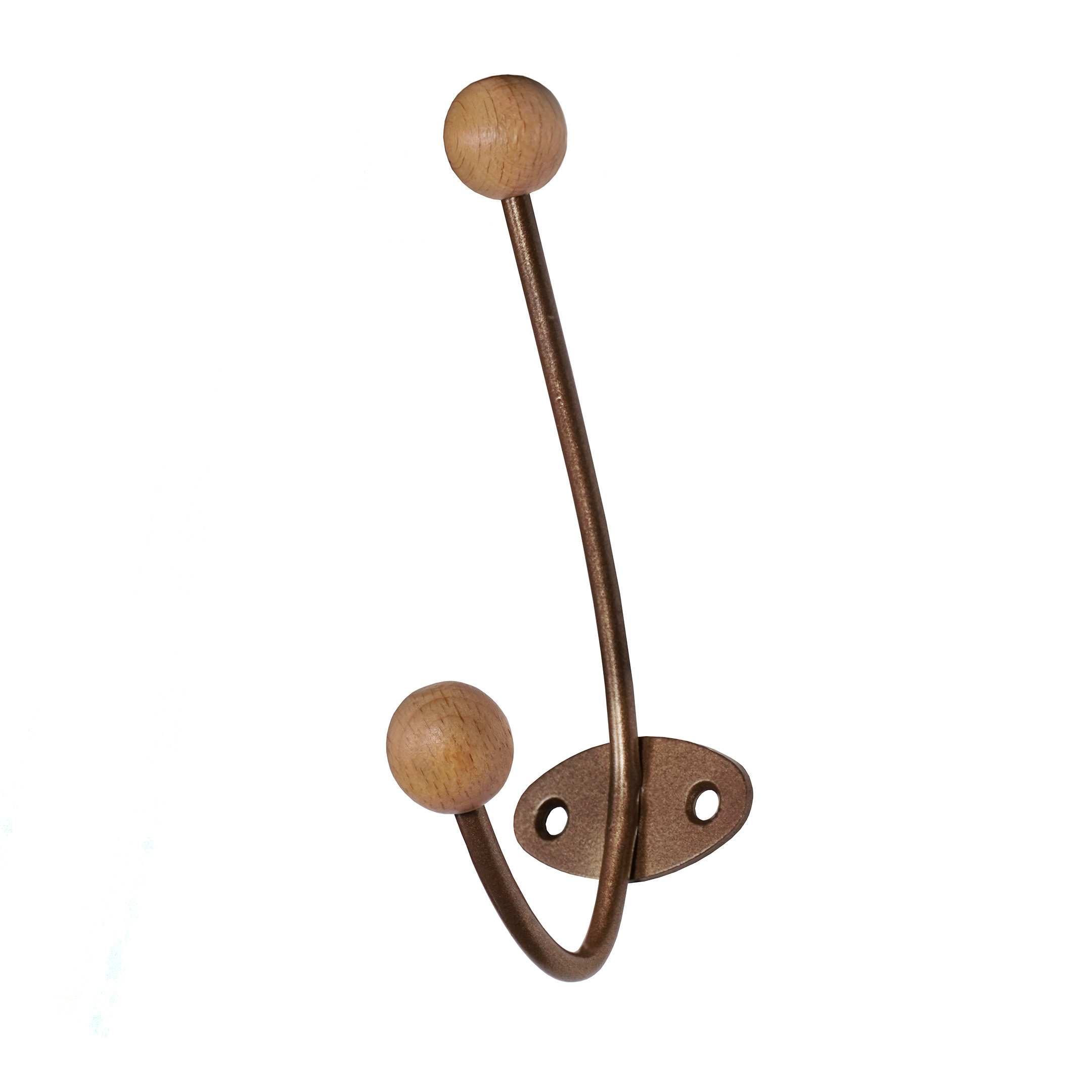 Крючок настенный с деревянным шариком КВД-2 бронзовый металлик