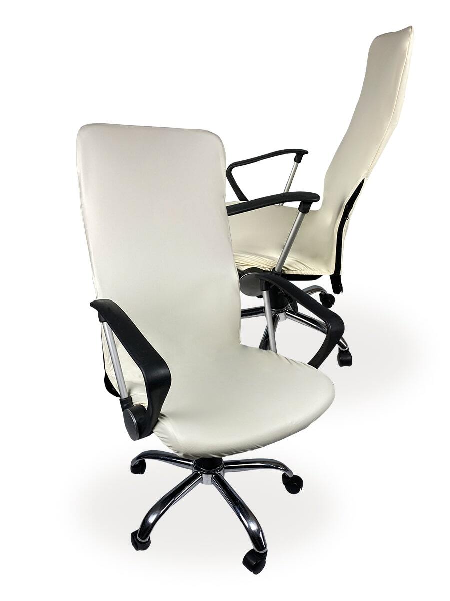 Чехол на мебель для компьютерного кресла ГЕЛЕОС 500М, размер М, кожа, белый