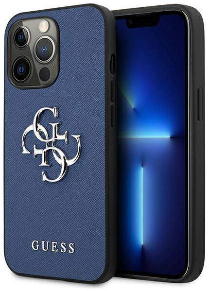 Чехол CG Mobile Guess PU Saffiano 4G Big metal logo Hard для iPhone 13 Pro, Синий