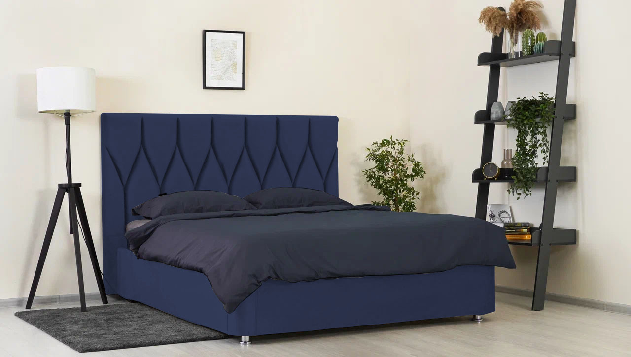 Двуспальная кровать ARMOS без ПМ Alice mini Велюр Vip 10 синий 160х200