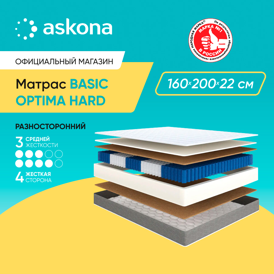 Матрас Askona Basic Optima Hard 160х200