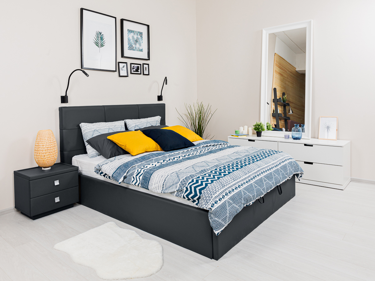 Двуспальная кровать ARMOS без ПМ Thea Eko Экокожа Nitro Gray серый 160х200