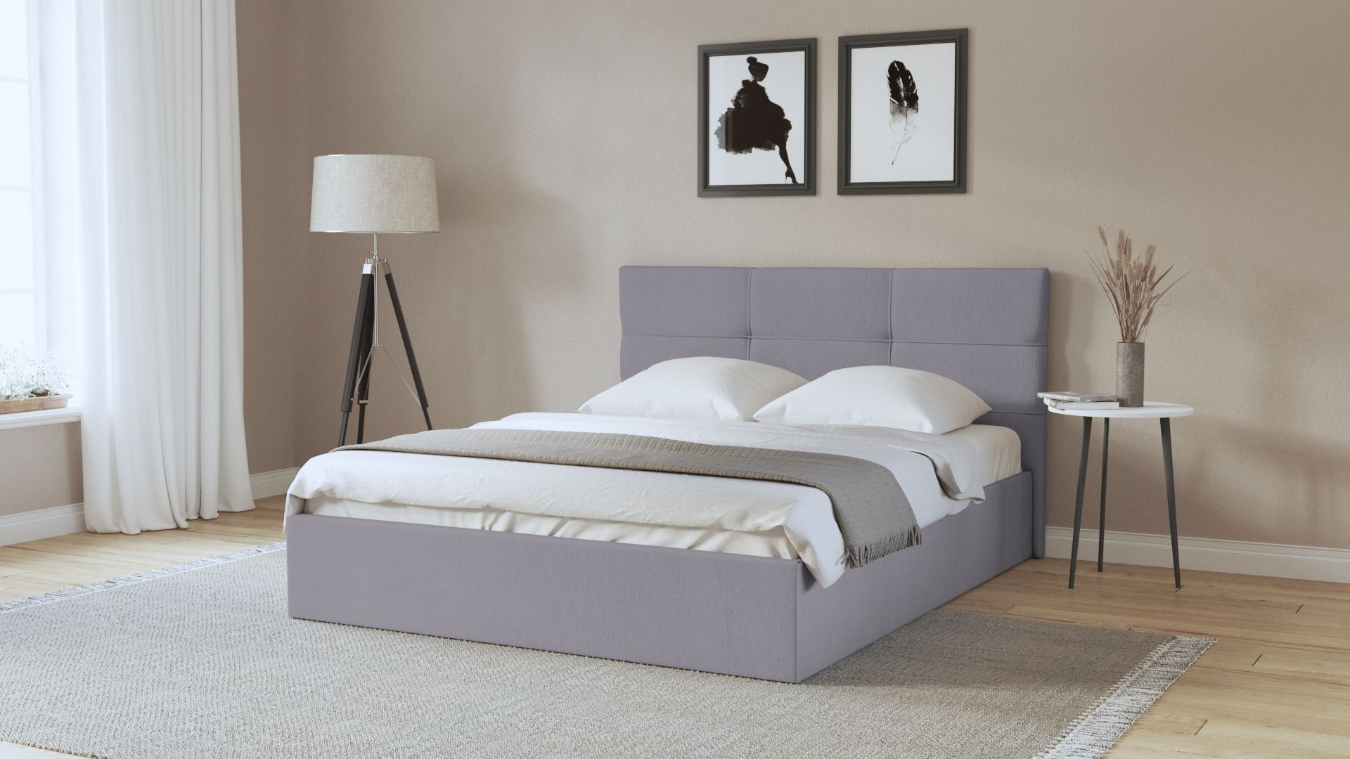 Двуспальная кровать ARMOS без ПМ Thea ECO Велюр Vip 2 серый 140х200