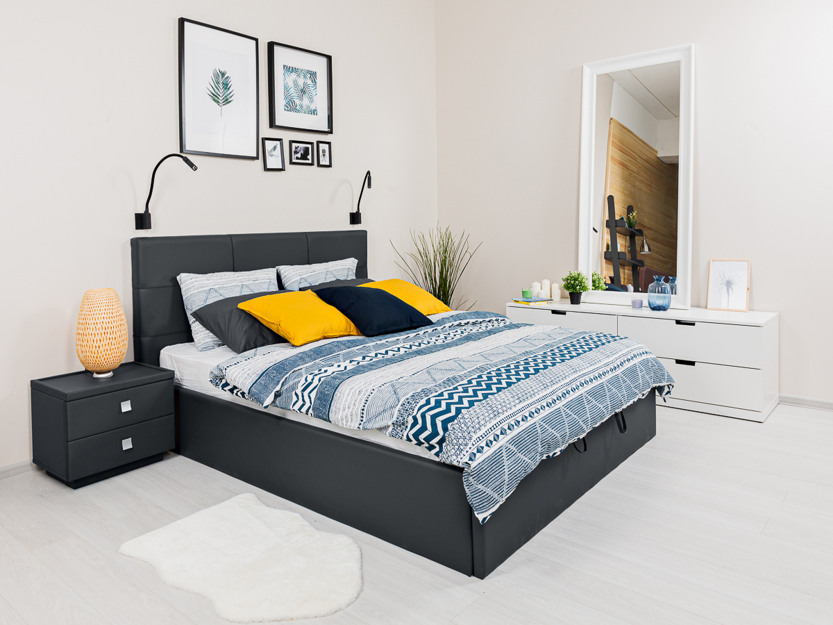 Двуспальная кровать ARMOS с ПМ Thea ECO Экокожа Nitro Gray серый 140х200