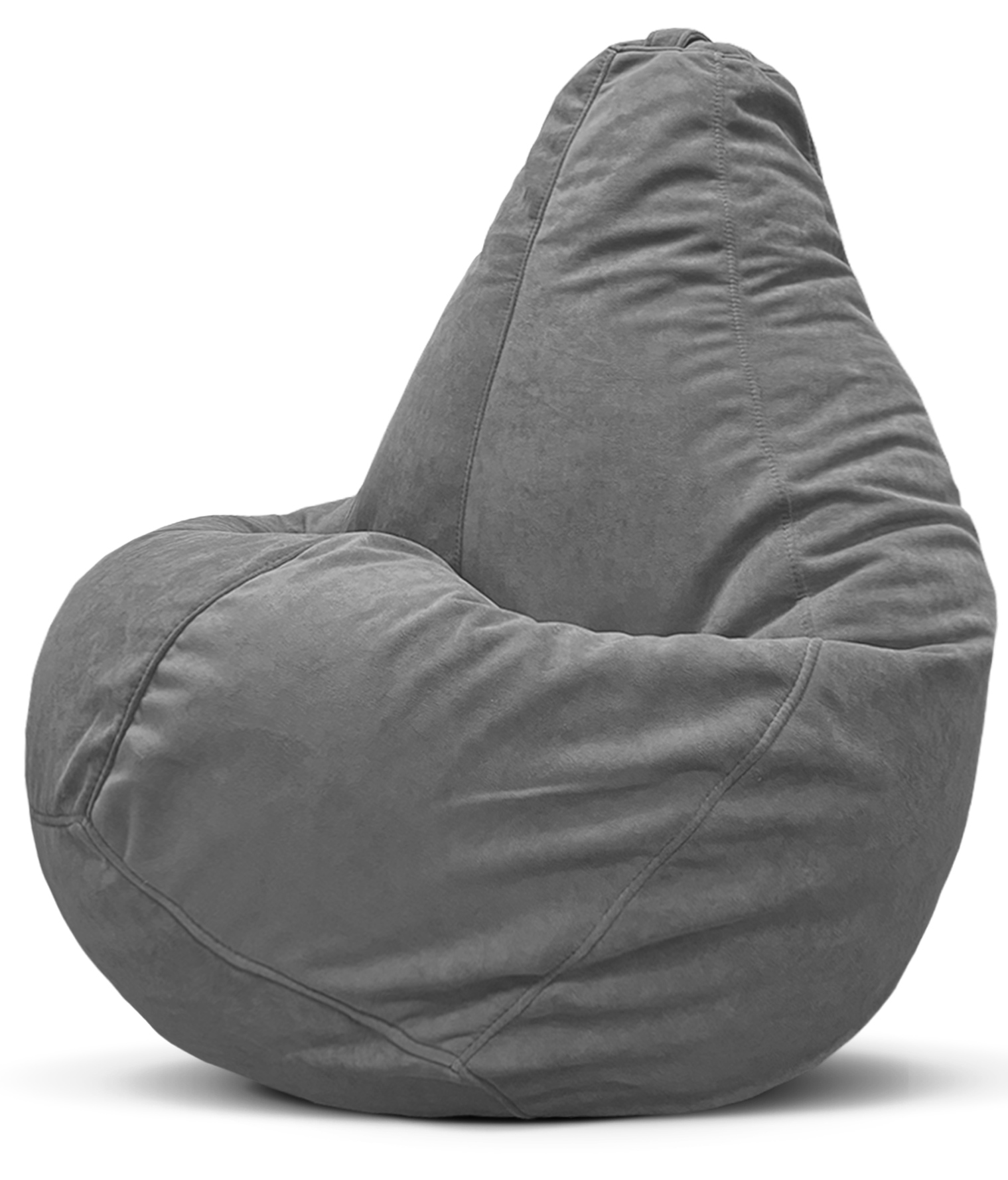 Кресло-мешок PUFLOVE пуфик груша, размер XXXXL, серый велюр