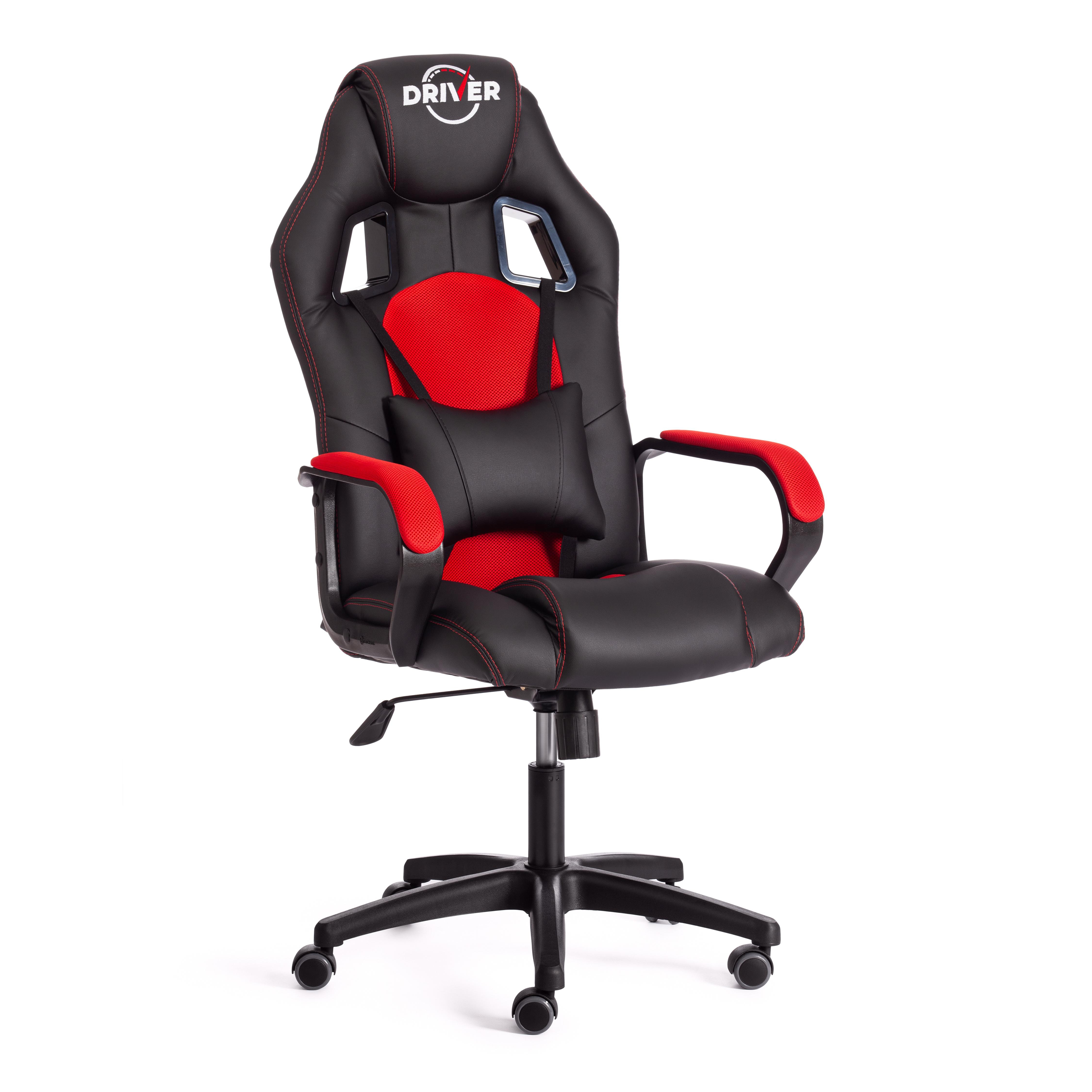 Кресло игровое компьютерное геймерское для пк Tetchair DRIVER черный красный кож/зам/ткань