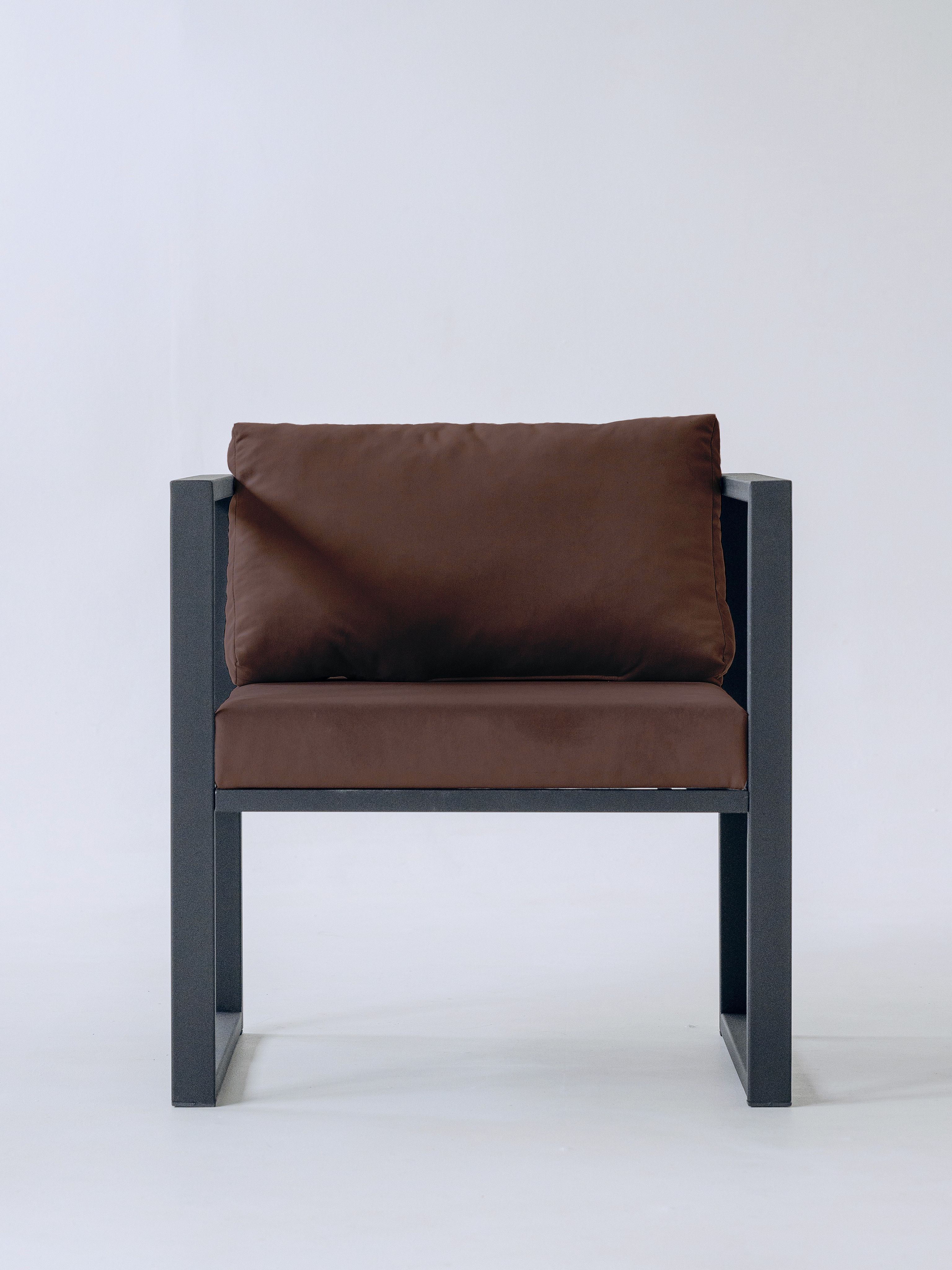 Кресло LoftDC Curl 70х70, велюр, коричневый