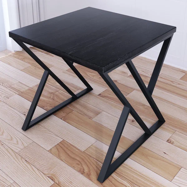 Стол кухонный Solarius Loft с Z-образными ножками 60x60х75 черный оникс с черными ножками