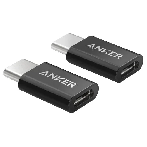 Переходник Anker MicroUSB/USB-C 2 шт, черный