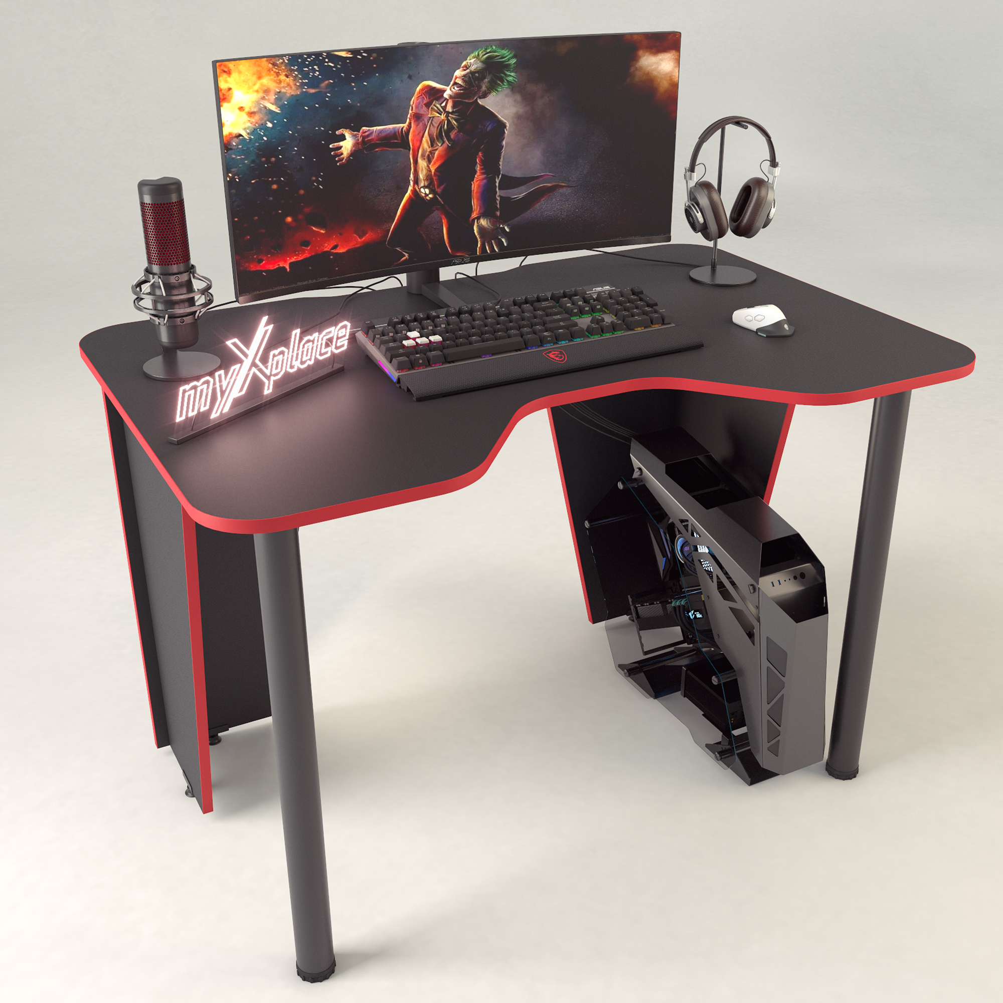 Игровой компьютерный стол myXplace 110, Черно-красный