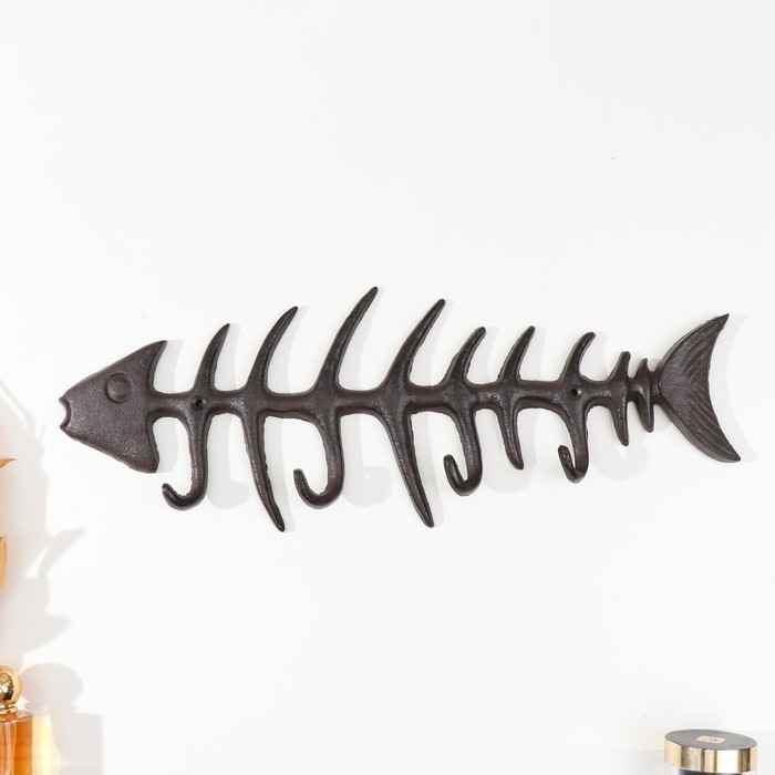 Крючки декоративные "Рыбий скелет" чугун 46х16 см