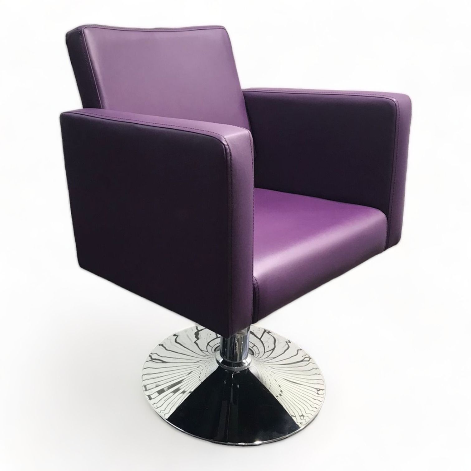 Парикмахерское кресло Кубик, фиолетовый, гидравлика диск
