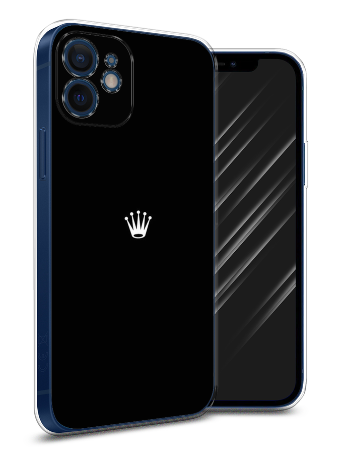 Чехол Awog на Apple iPhone 12 mini / Айфон 12 mini "Белая корона на черном фоне"