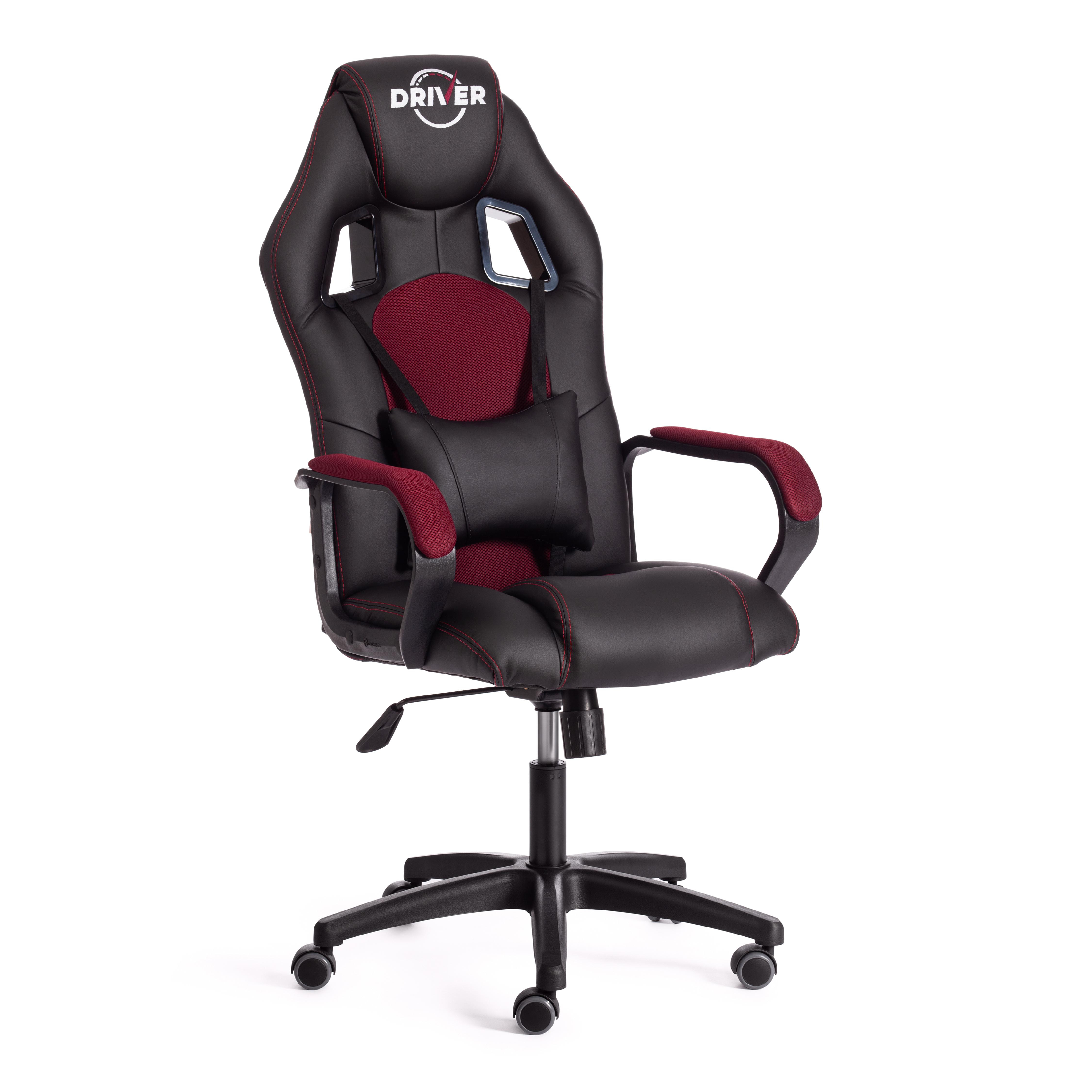 Кресло игровое компьютерное геймерское для пк Tetchair DRIVER черный бордо кож/зам/ткань
