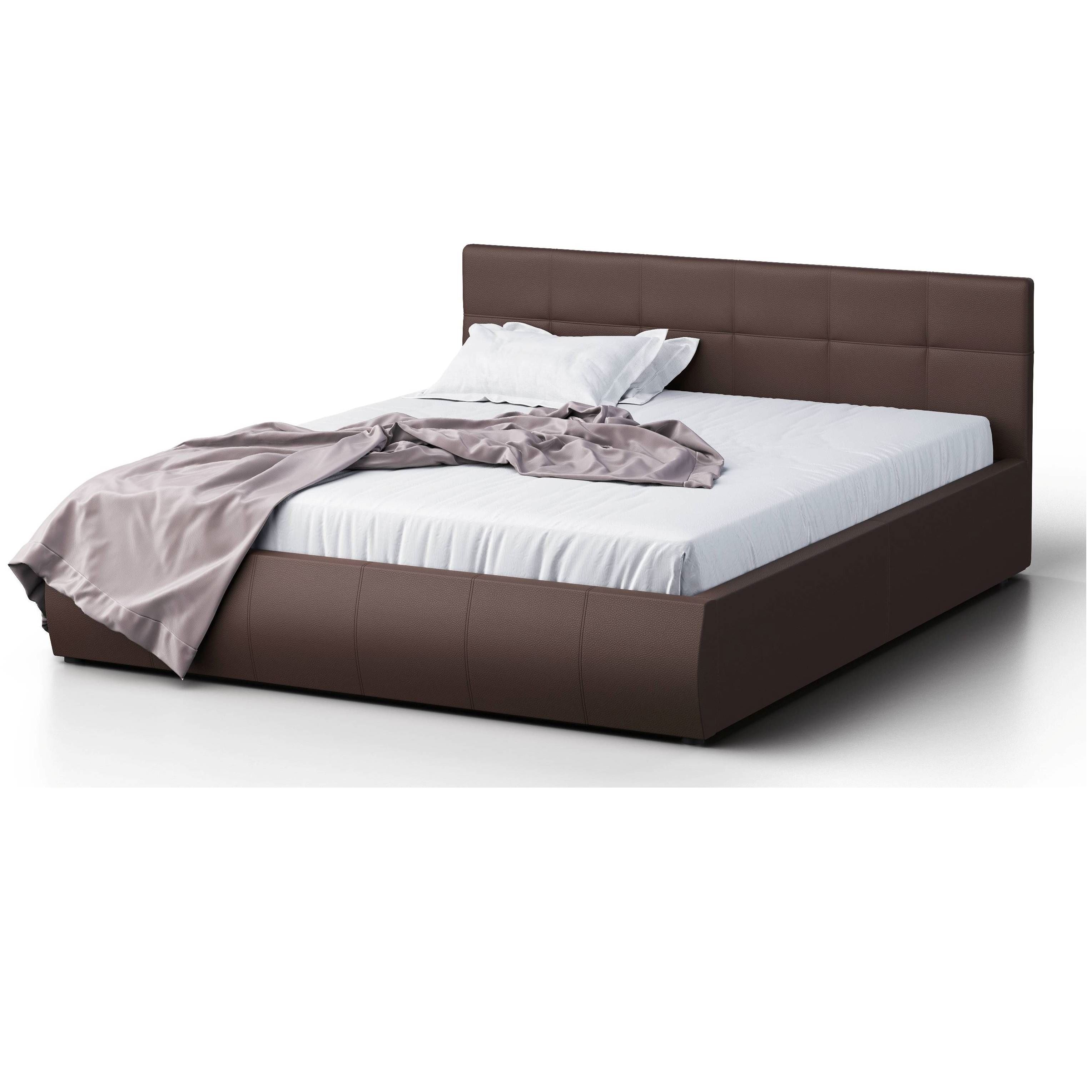 Двуспальная кровать Венера-1 140х190, GALAXY, коричневый эко кожа