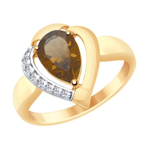 Кольцо из серебра р. 16 SOKOLOV 92011484, раухтопаз/фианит