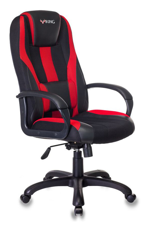 Кресло игровое ZOMBIE VIKING-9/BL+RED черный/красный искусст.кожа/ткань