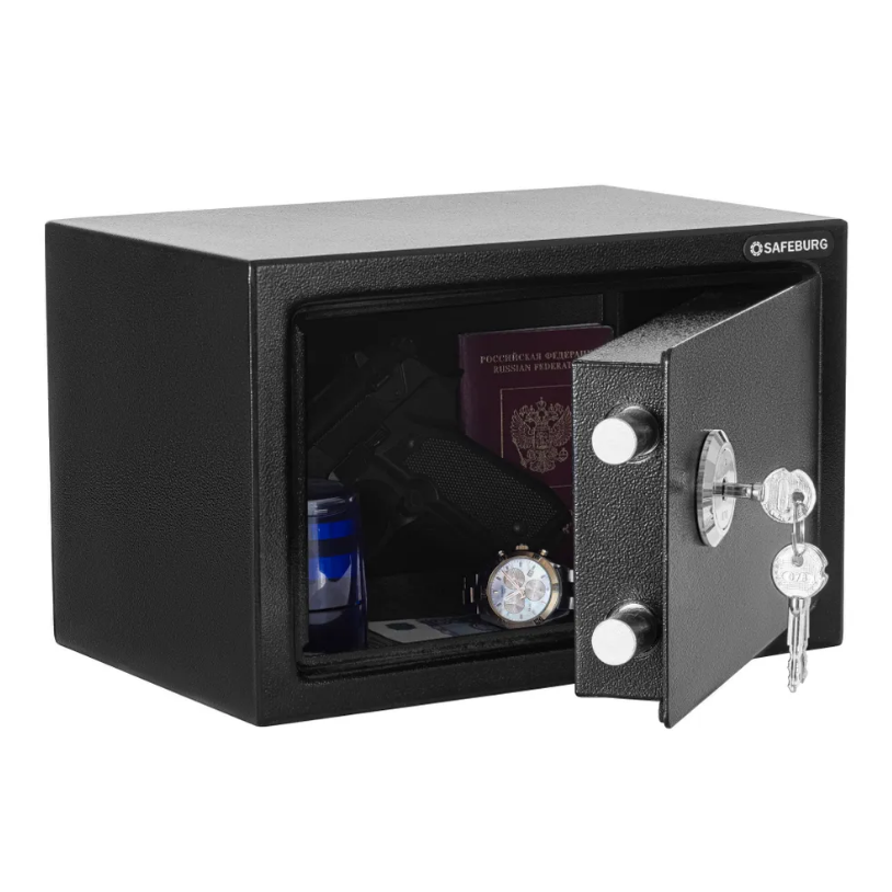 Мебельный сейф SAFEBURG SB-200K BLACK с крестовым ключевым замком 31х20х20 см