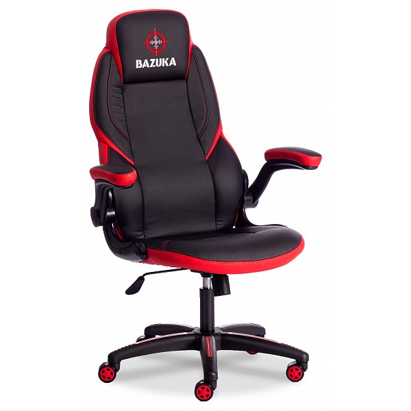 Кресло игровое компьютерное геймерское для пк Tetchair BAZUKA черный красный кож/зам