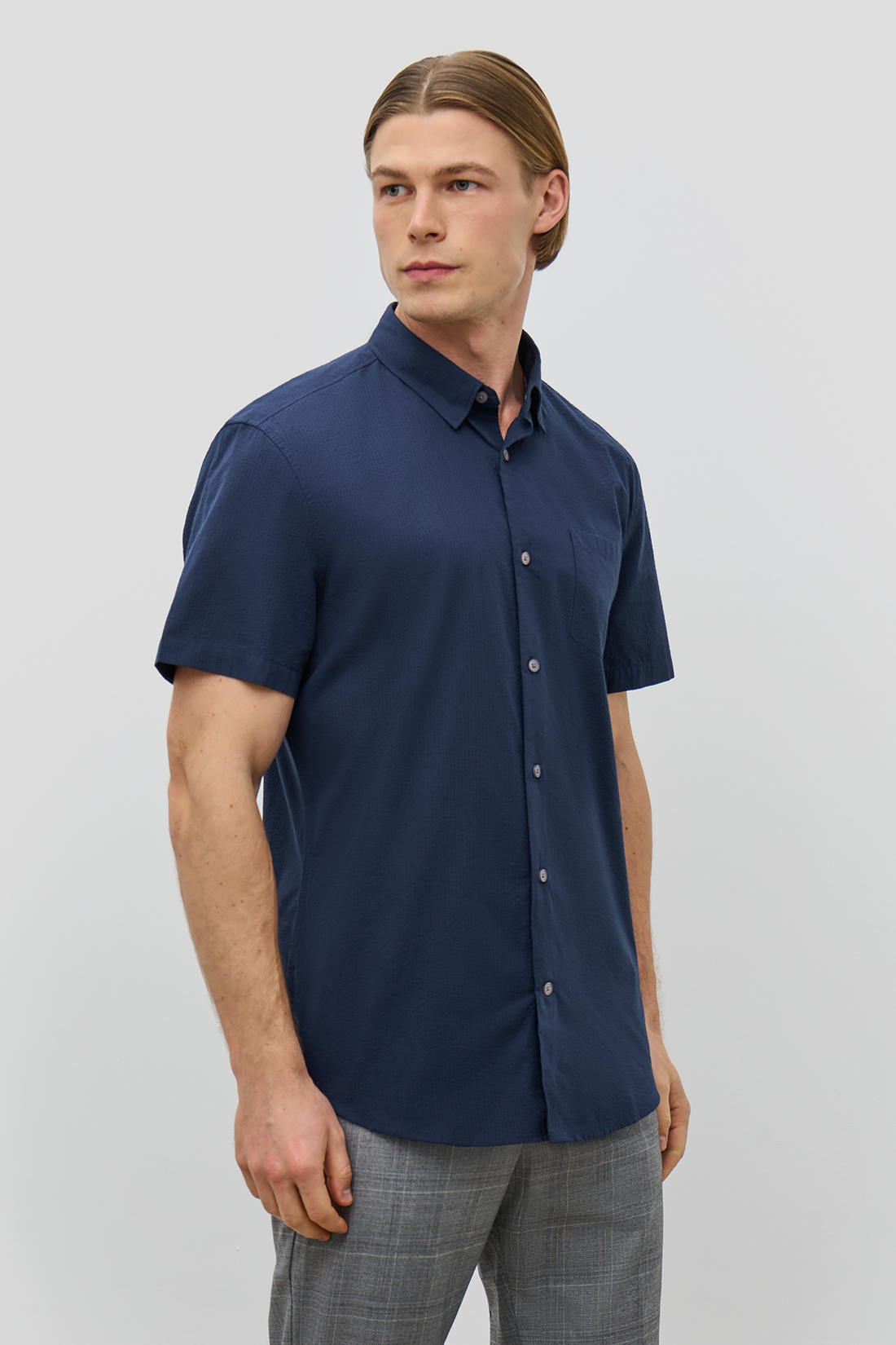 Рубашка мужская Baon B6823005 синяя M