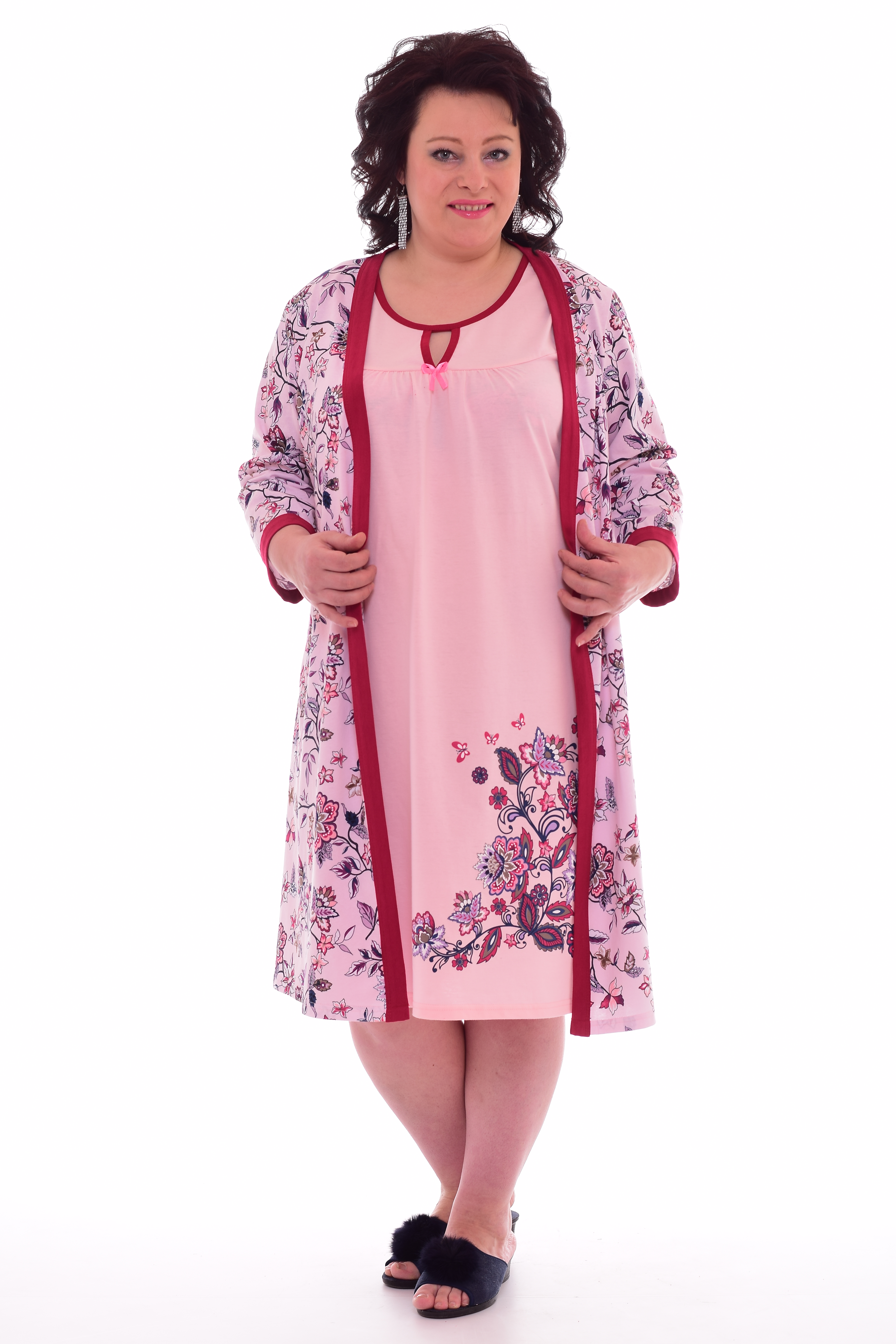 Комплект домашний женский Новое кимоно 3-184 розовый 48 RU