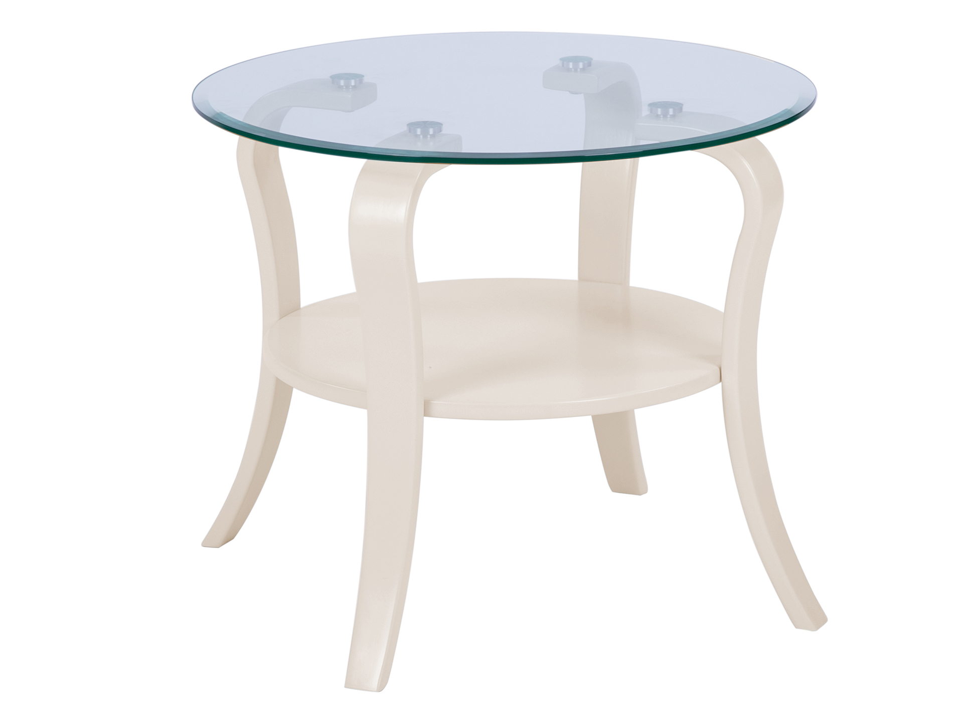 Журнальный столик Мебелик Аннет 60х60х50 см, бежевый/стекло прозрачное