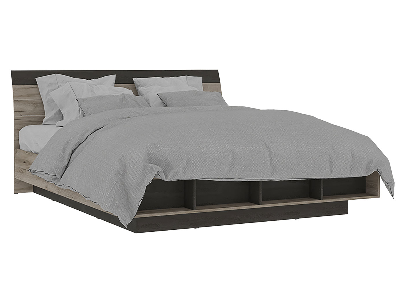Двуспальная кровать Стендмебель Эдинбург Железный камень / Дуб Крафт серый 180х200 см