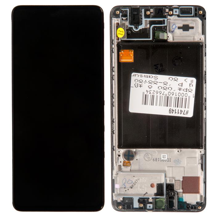 Дисплей с тачскрином и передней панелью для Samsung Galaxy A51, Super Amoled, чёрный