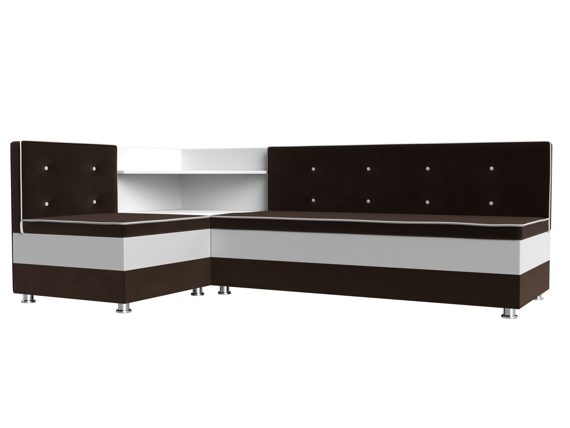 Кухонный угловой диван Милан левый микровельвет/экокожа коричневый