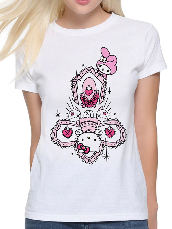 Футболка женская DreamShirts Studio Hello Kitty / Хеллоу Китти / Аниме белая 3XL