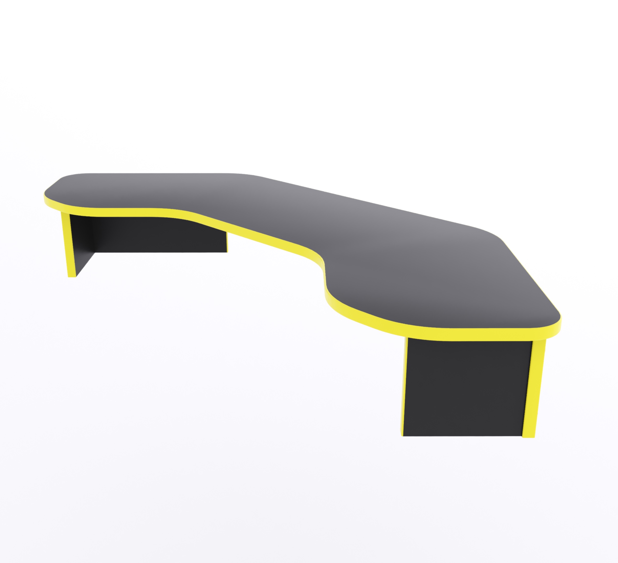 Полка для монитора для углового стола Stalkermebel, 120 см, черная с желтой кромкой