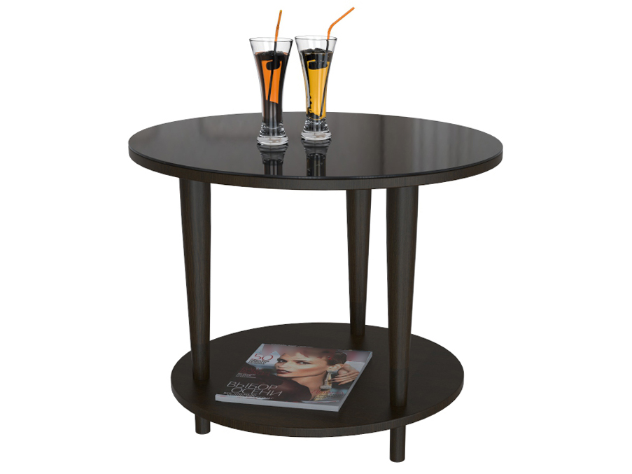 Журнальный столик Мебелик BeautyStyle 10 2489 60х60х50 см, венге/стекло чёрное