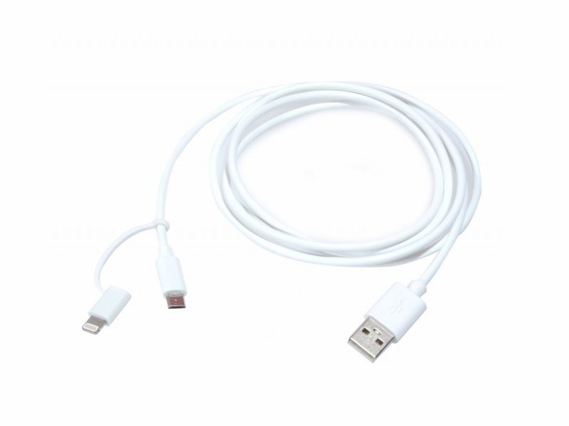 Кабель USB - Lightning / Micro USB (200см, белый)
