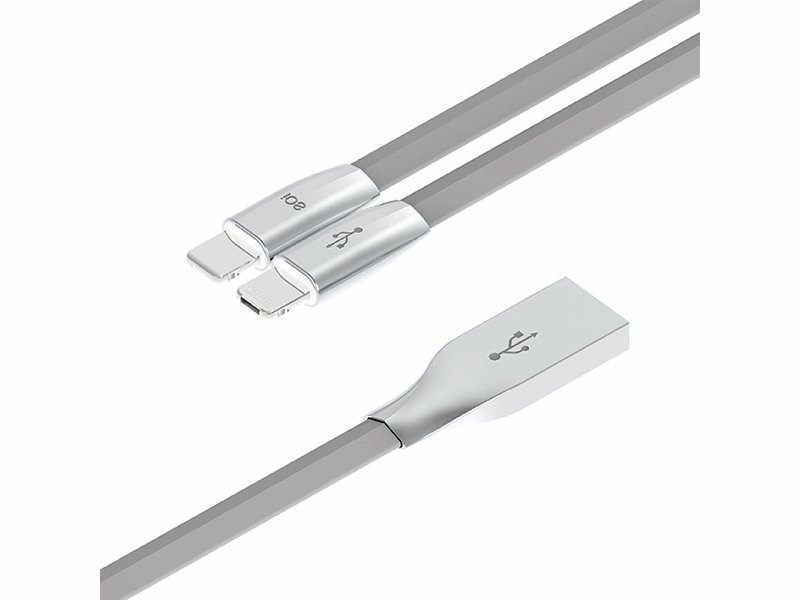 Кабель USB Lightning / Micro USB (Romoss Rolink Hybrid), серый