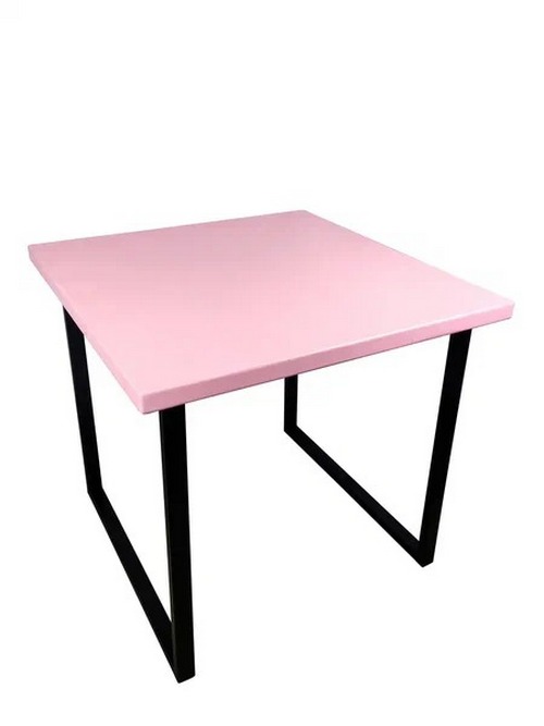 Стол кухонный Solarius Loft металл-дерево 75х75х75, розовый с черными ножками