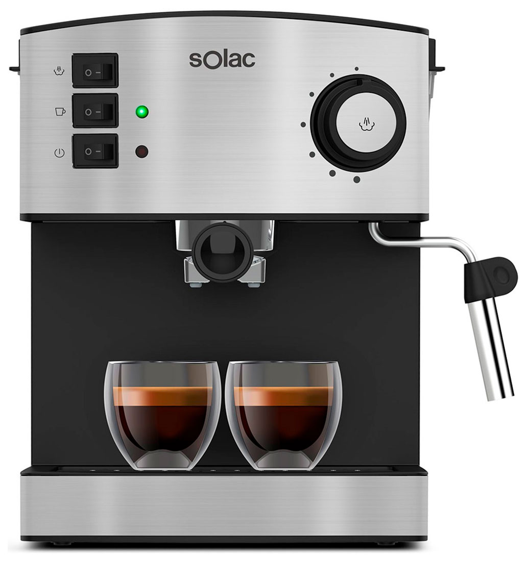 Рожковая кофеварка Solac Taste Classic M80 серебристая, черная