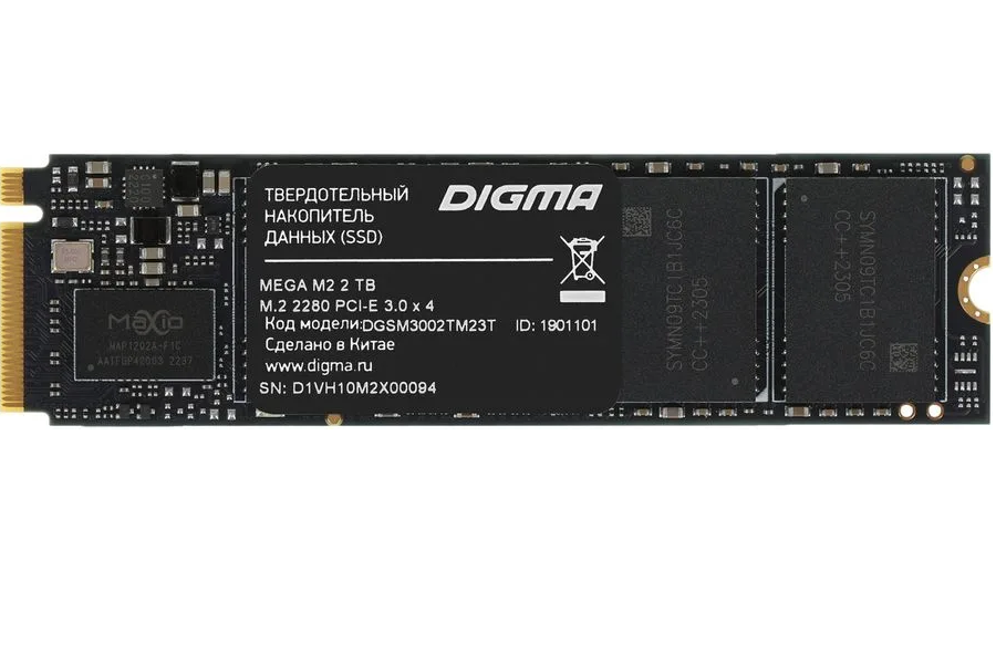 SSD накопитель DIGMA Mega M2 M.2 2280 2 ТБ (DGSM3002TM23T)