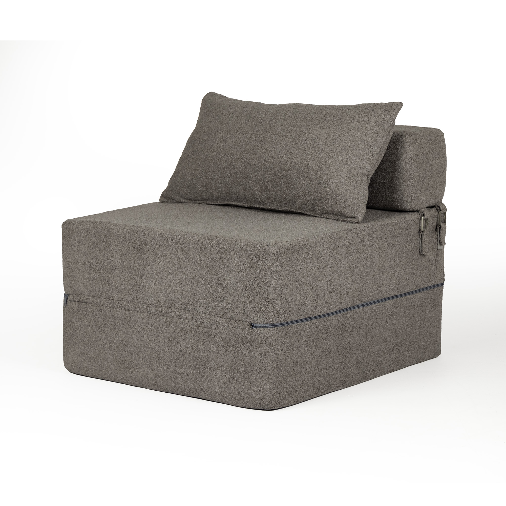 Бескаркасный диван-кровать Divan24 Квадро серо-розовый, велюр, 69x79x70
