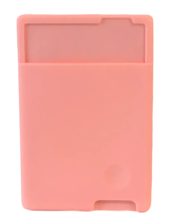 Картхолдер чехол бумажник силиконовый самоклеящийся кошелек для карт для телефона розовый