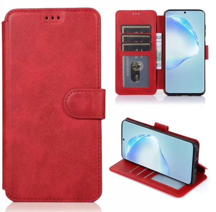 Чехол книжка подставка на Xiaomi Redmi Note 10 Pro кожаный флип на магнитах красный