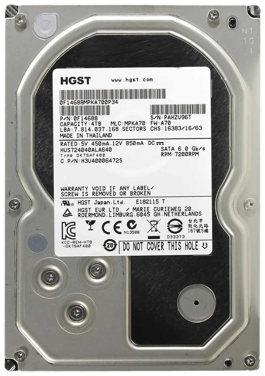 Внутренний жесткий диск HGST Ultrastar 7K4000 4TB (HUS724040ALA640)