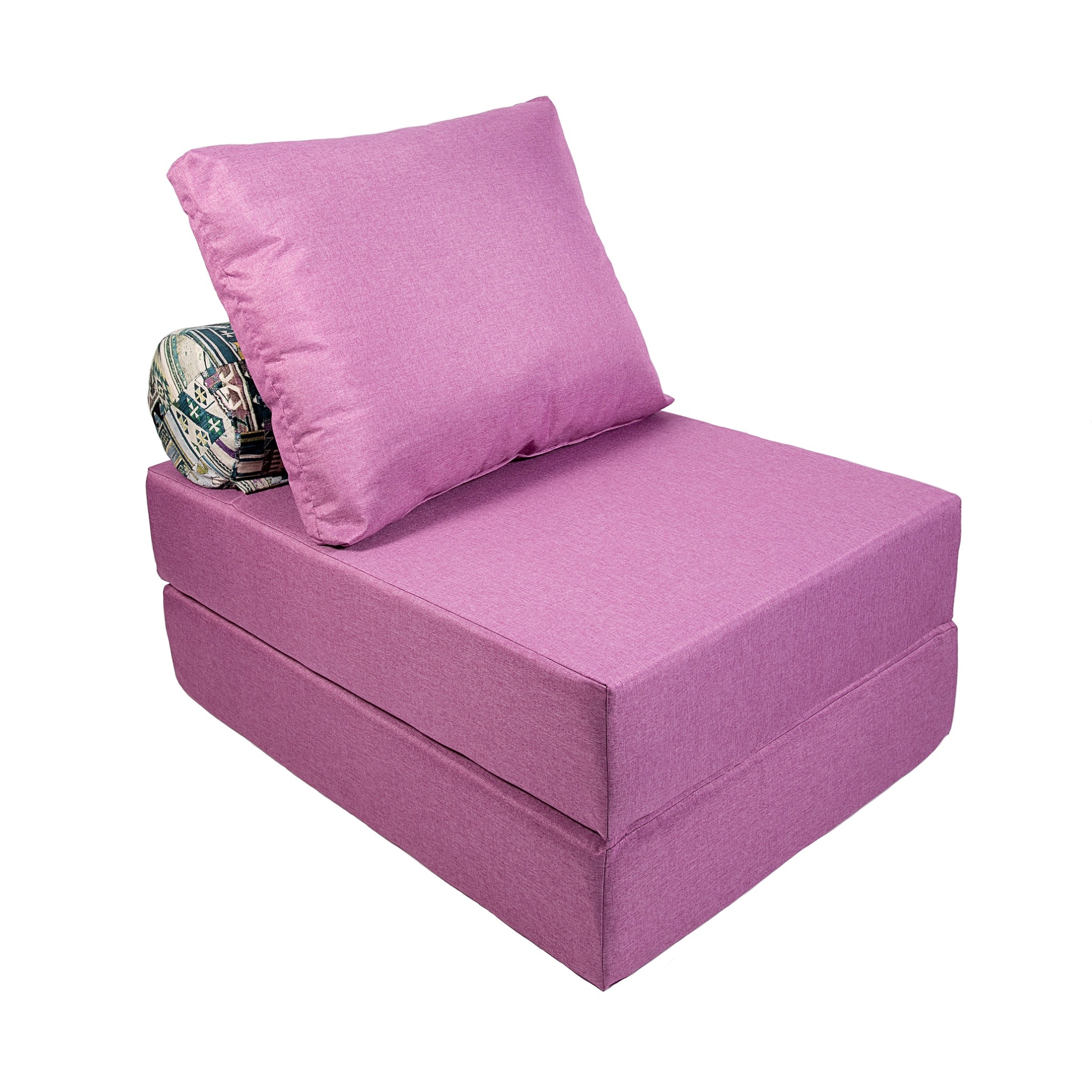 Кресло диван кровать FREEFORM ПРАЙМ с матрасиком-накидкой рогожка валик наска. Сиреневый