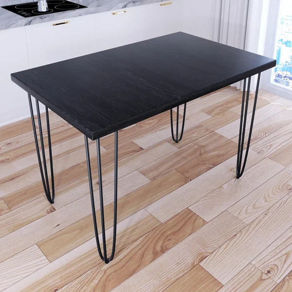 Стол кухонный Solarius Loft металл-дерево 90x60х75 цвет черного оникса с черными ножками