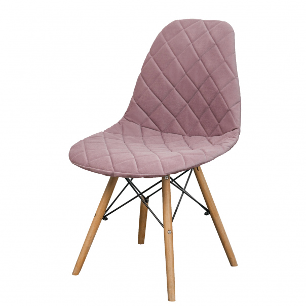 Чехол на стул Eames DSW из микровелюра CHIEDOCOVER, 40x46, ромб, розовый
