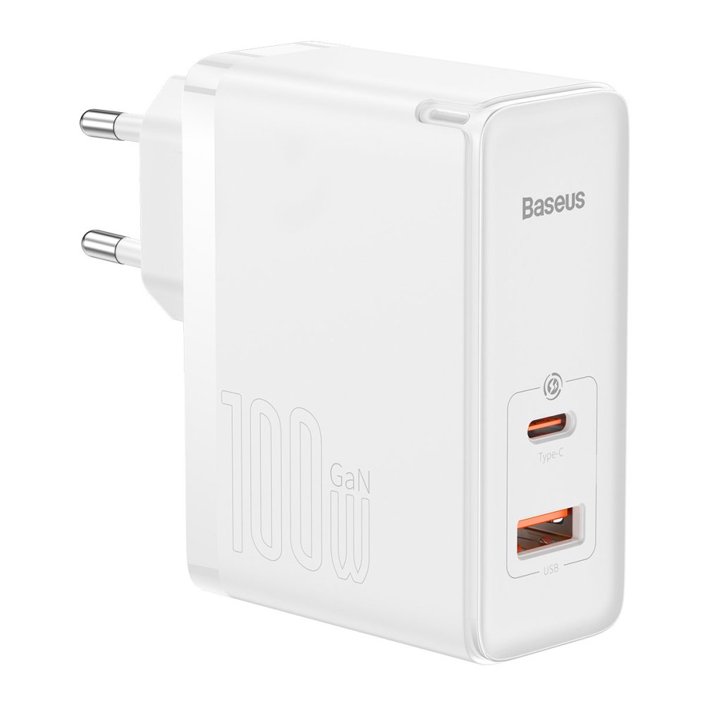 Сетевое зарядное устройство Baseus GaN5 Pro Fast Charger C+U 100W , с кабелем 1m, White