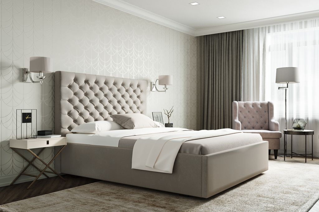 Кровать двуспальная MyCloud Вирджиния, серый, 140x190см