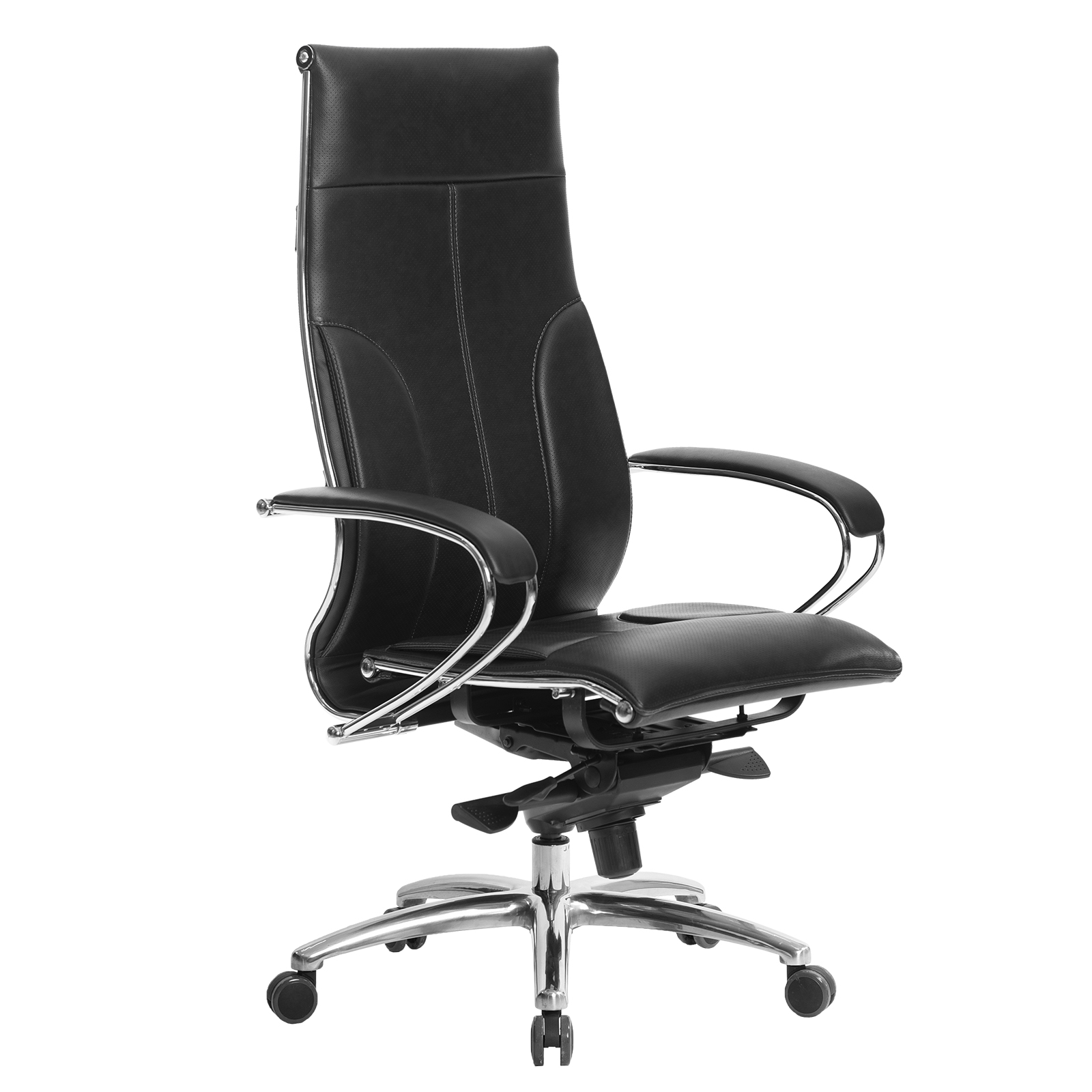 Офисное кресло МЕТТА "SAMURAI" Lux, рецик. кожа, регулируемое сиденье, черное